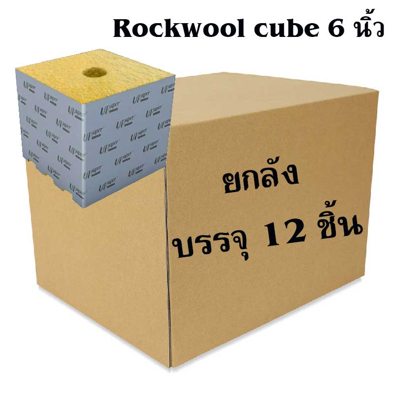 Rockwool cube 6 นิ้ว วัสดุปลูกใยหิน ยกลัง 12 ชิ้น ()